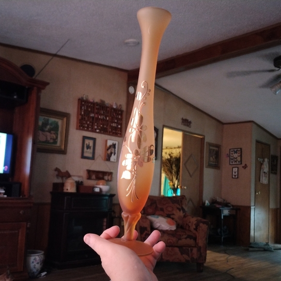 Accents | Tall Vintage Frosted Amber Bud Vase | Poshmark